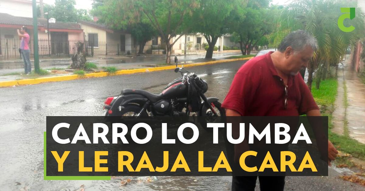 Carro lo tumba y le raja la cara