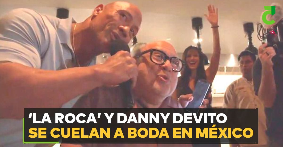 ‘La Roca’ y Danny DeVito se cuelan a boda en México