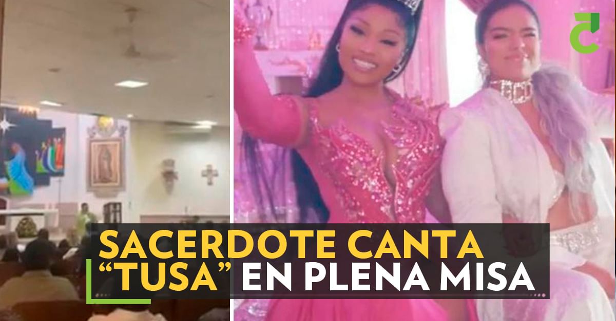 Sacerdote canta “Tusa” en plena misa