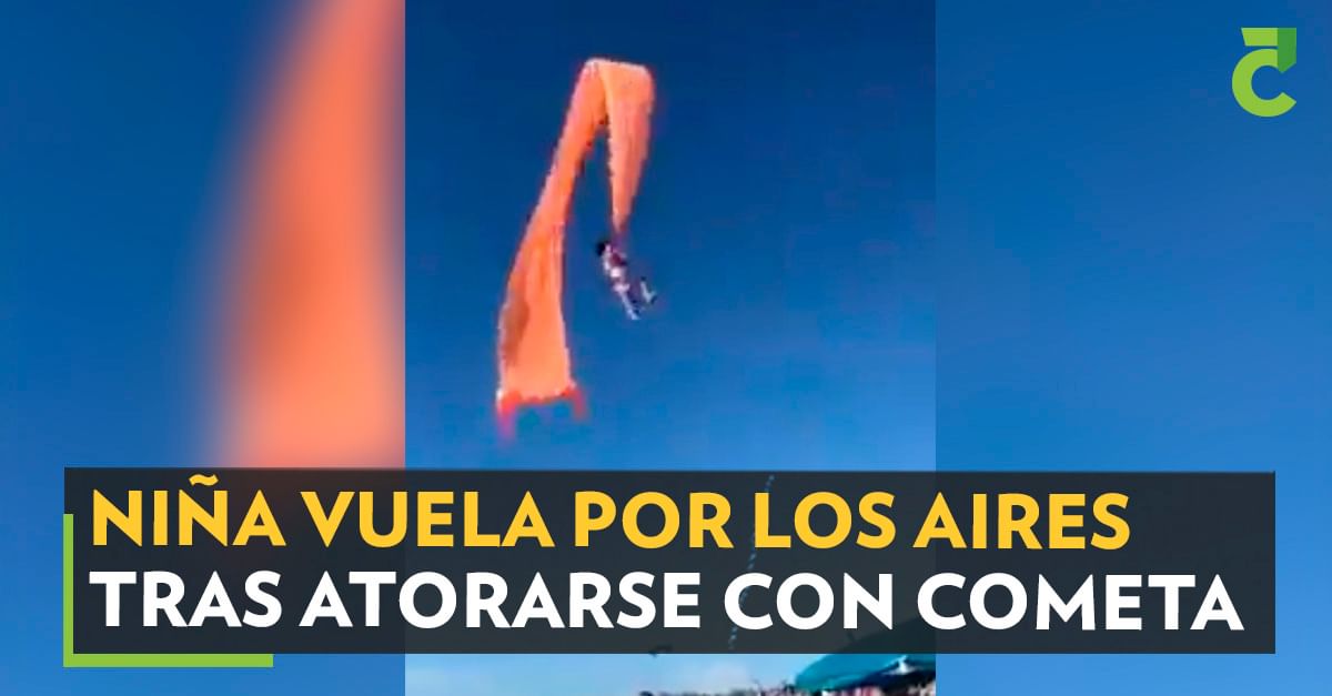 niña vuela por los aires tras atorarse con cometa