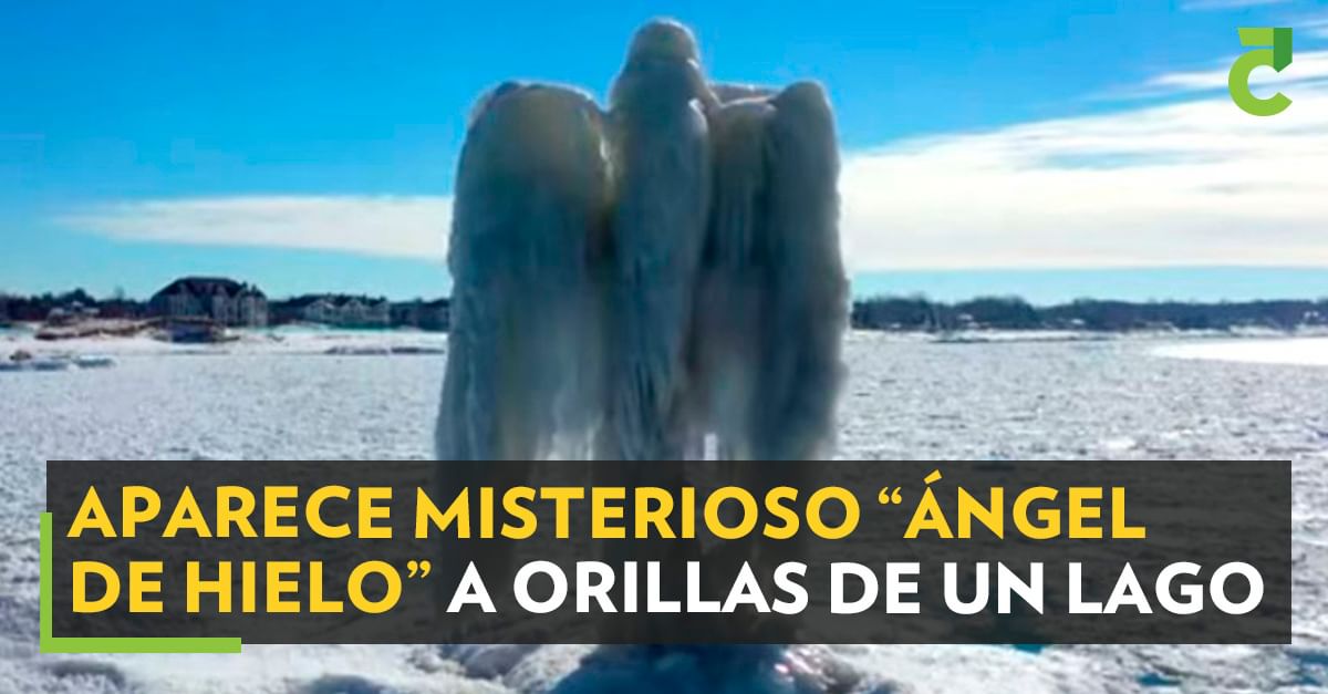 Aparece misterioso “ángel de hielo” a orillas de un lago