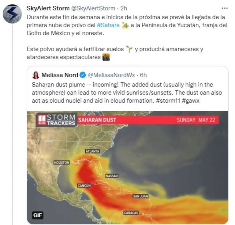 Nube de polvo del Sahara se acerca a México