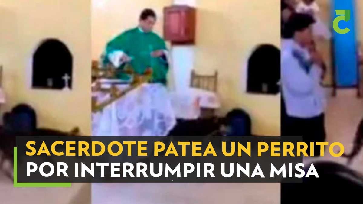 Sacerdote patea un perrito por interrumpir una misa