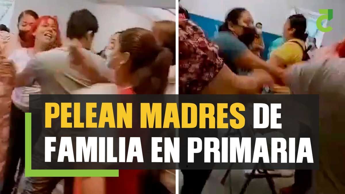 Pelean madres de familia en primaria de Tampico