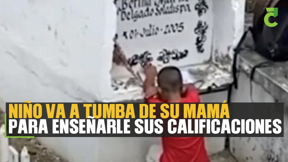 Niño va a visitar a su mamá en la tumba para enseñarle sus calificaciones