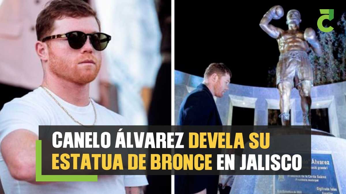 Develan estatua de bronce en honor a Canelo Álvarez