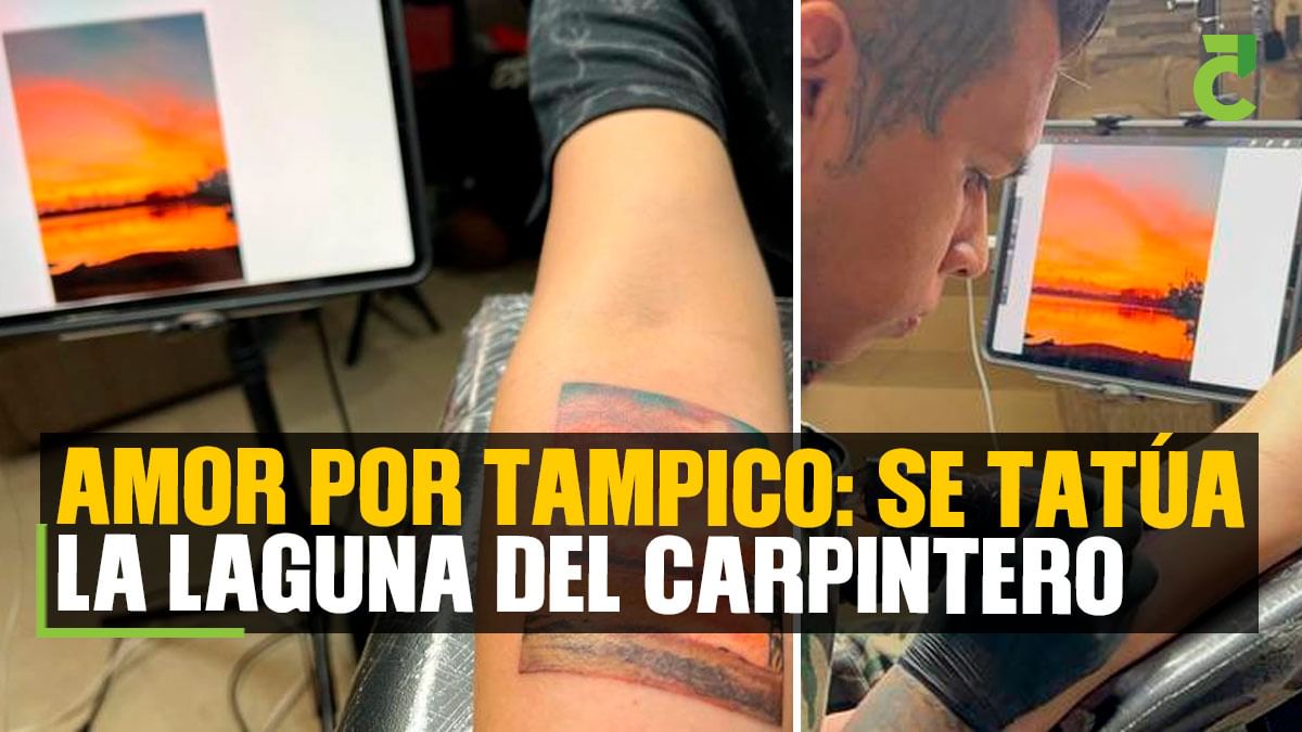 Joven lleva a Tampico en la piel, se tatúa la Laguna del Carpintero