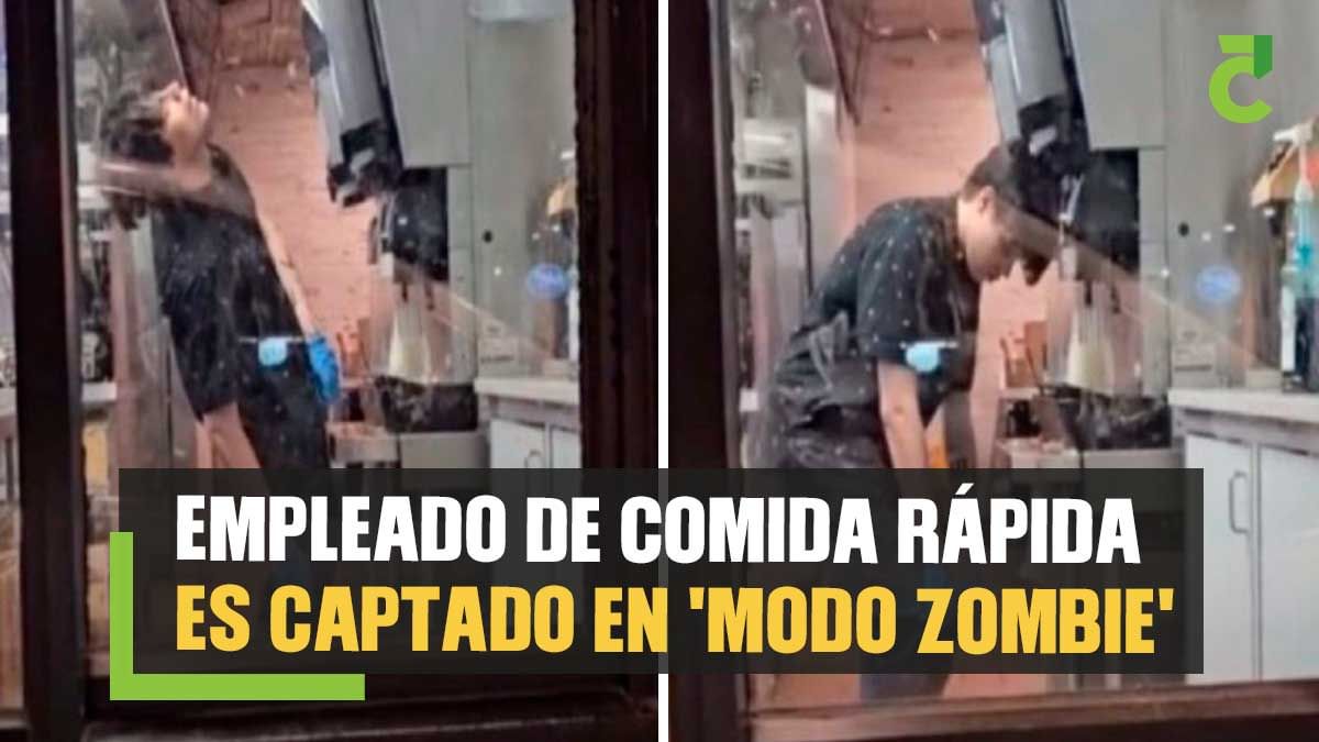 Empleado de fastfood es captado en 'modo zombie'