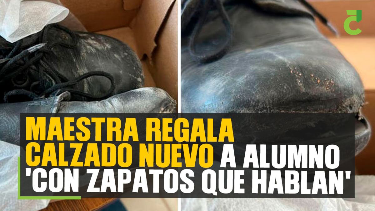 Maestra regala calzado nuevo a alumno 'con zapatos que hablan'
