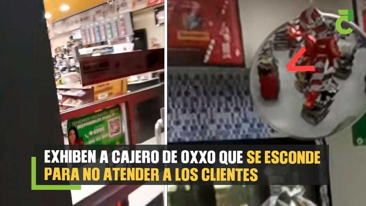 Exhiben a cajero de Oxxo que se esconde para no atender a los clientes