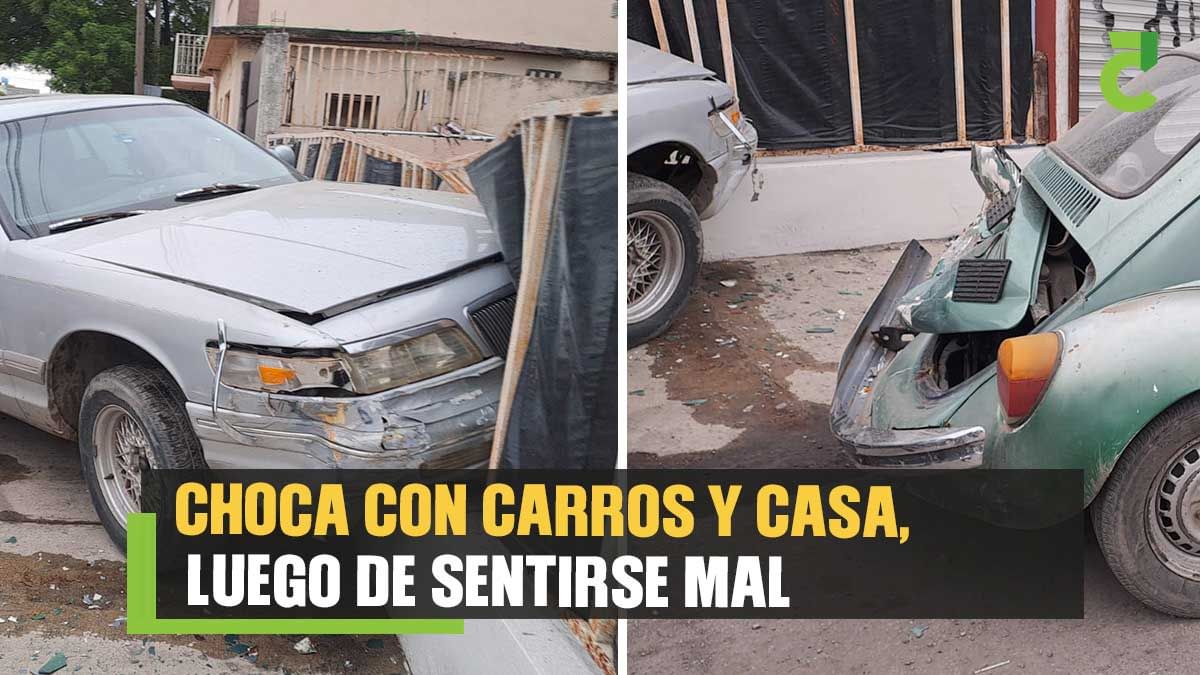 Choca con carros y casa, luego de sentirse mal