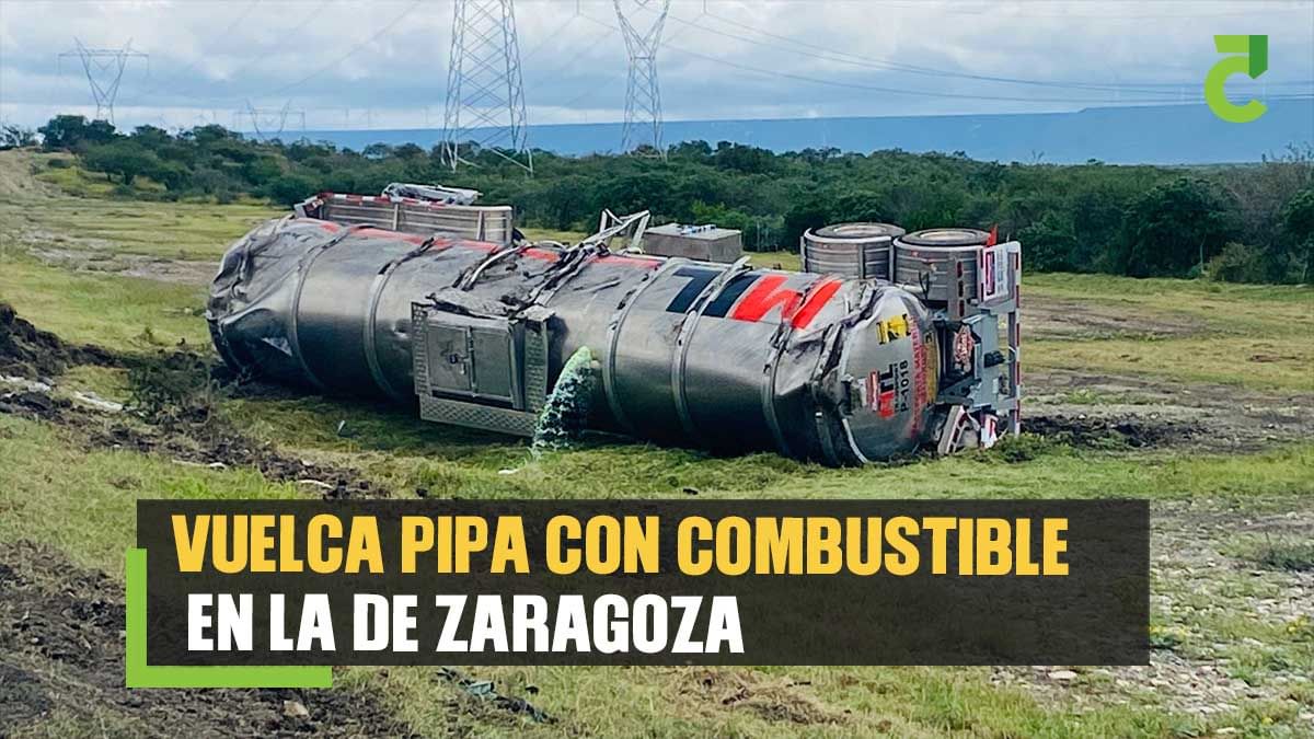 Vuelca pipa con combustible en la de Zaragoza