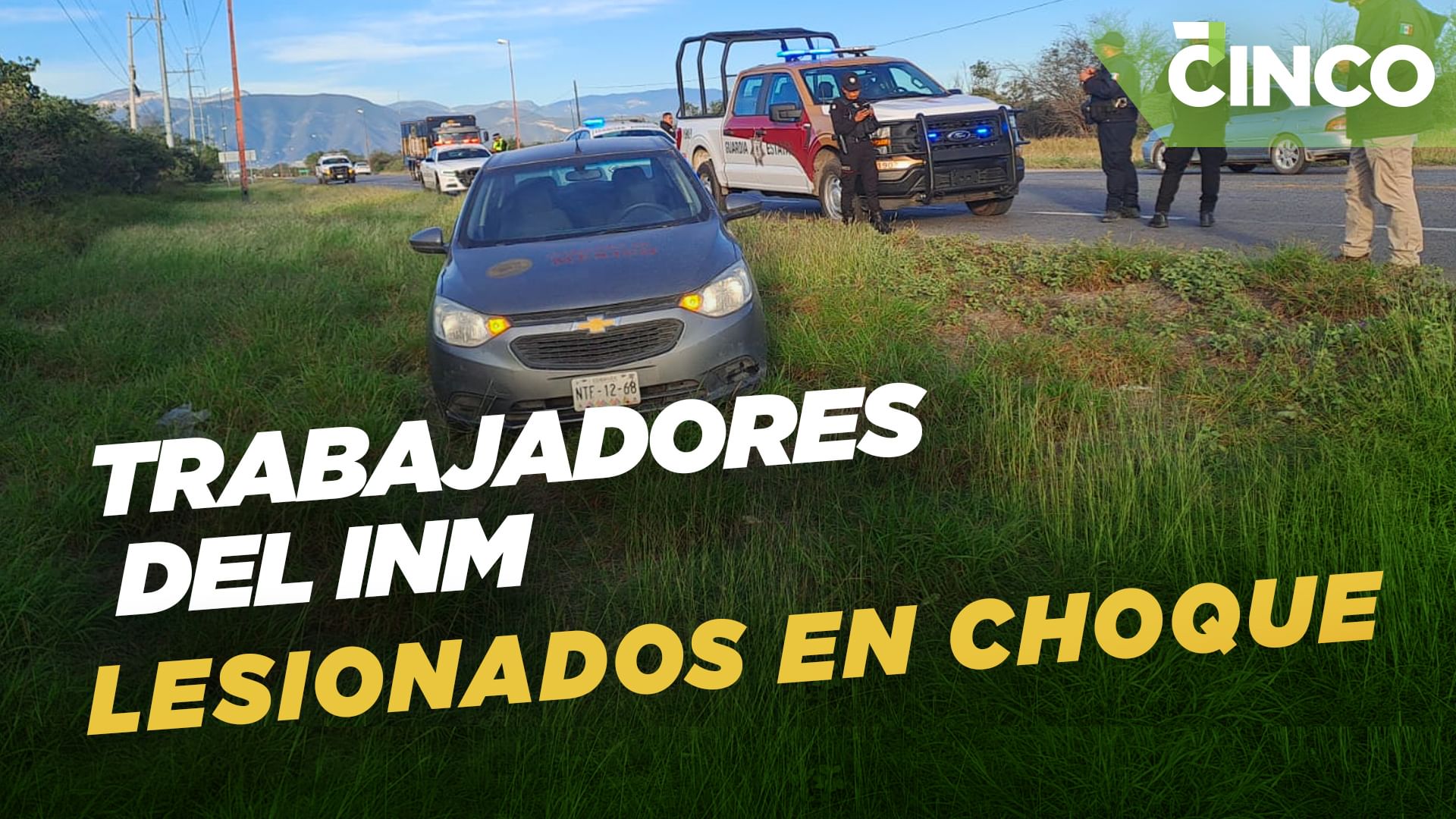Trabajadores del INM lesionados en choque