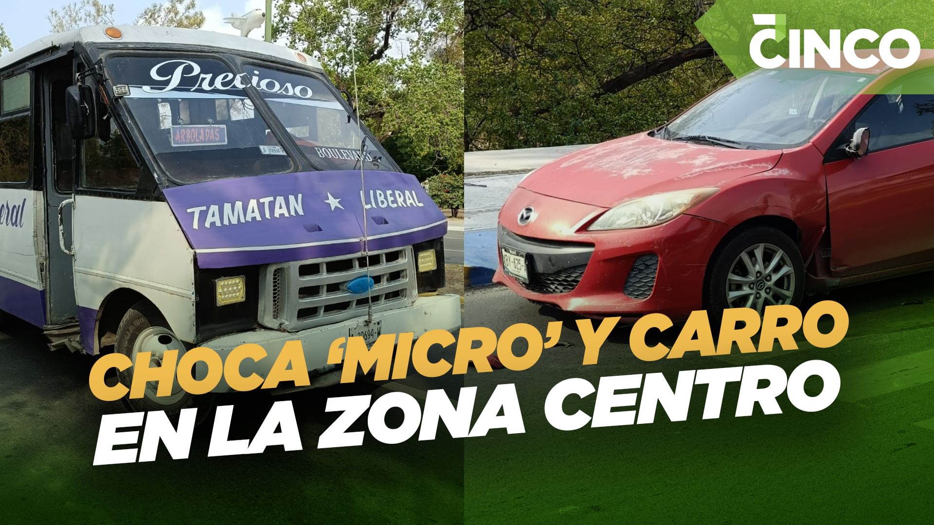 Choca ‘micro’ y carro en la zona centro