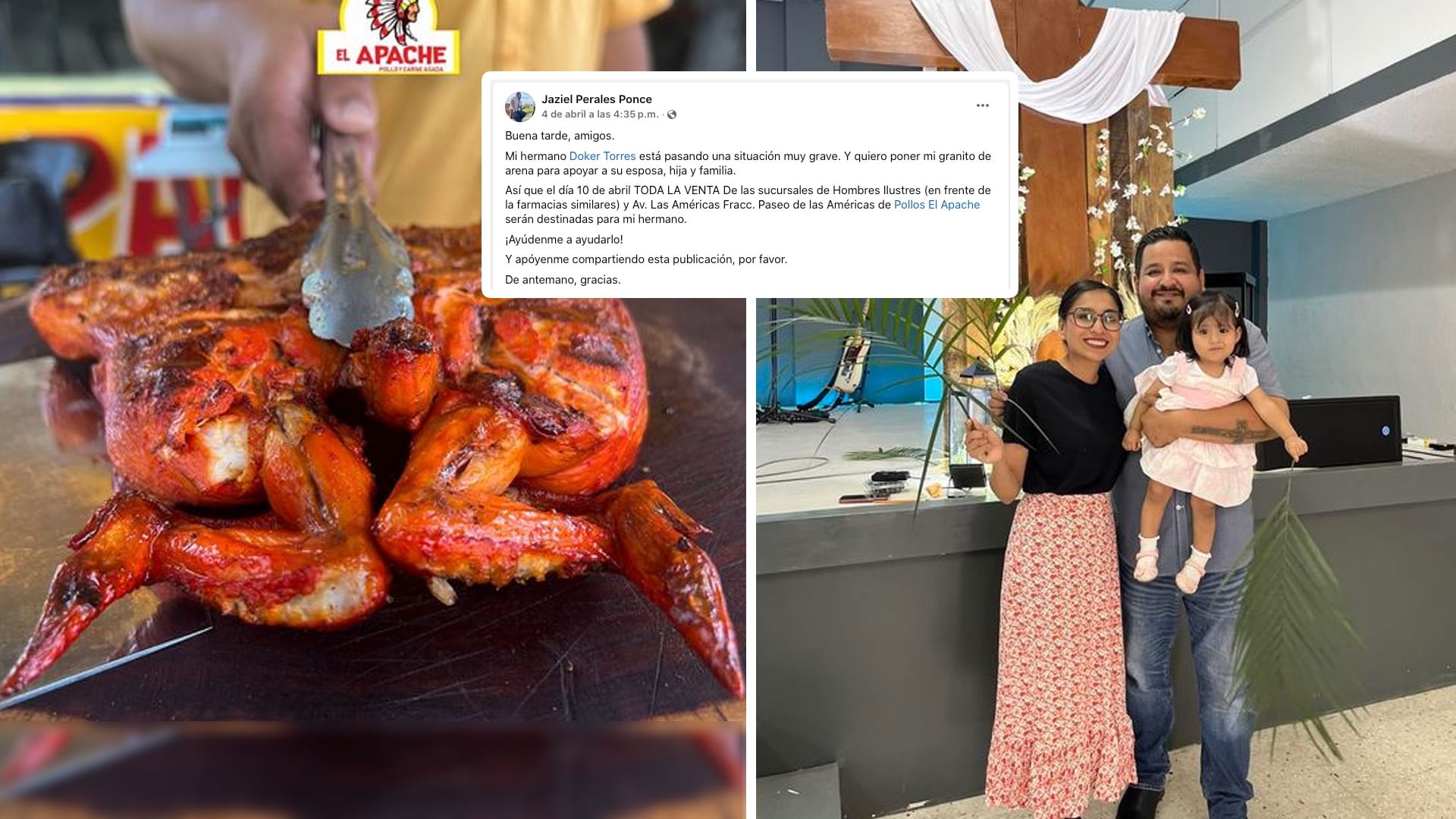 HOY, ventas de Pollos El Apache van para una buena causa