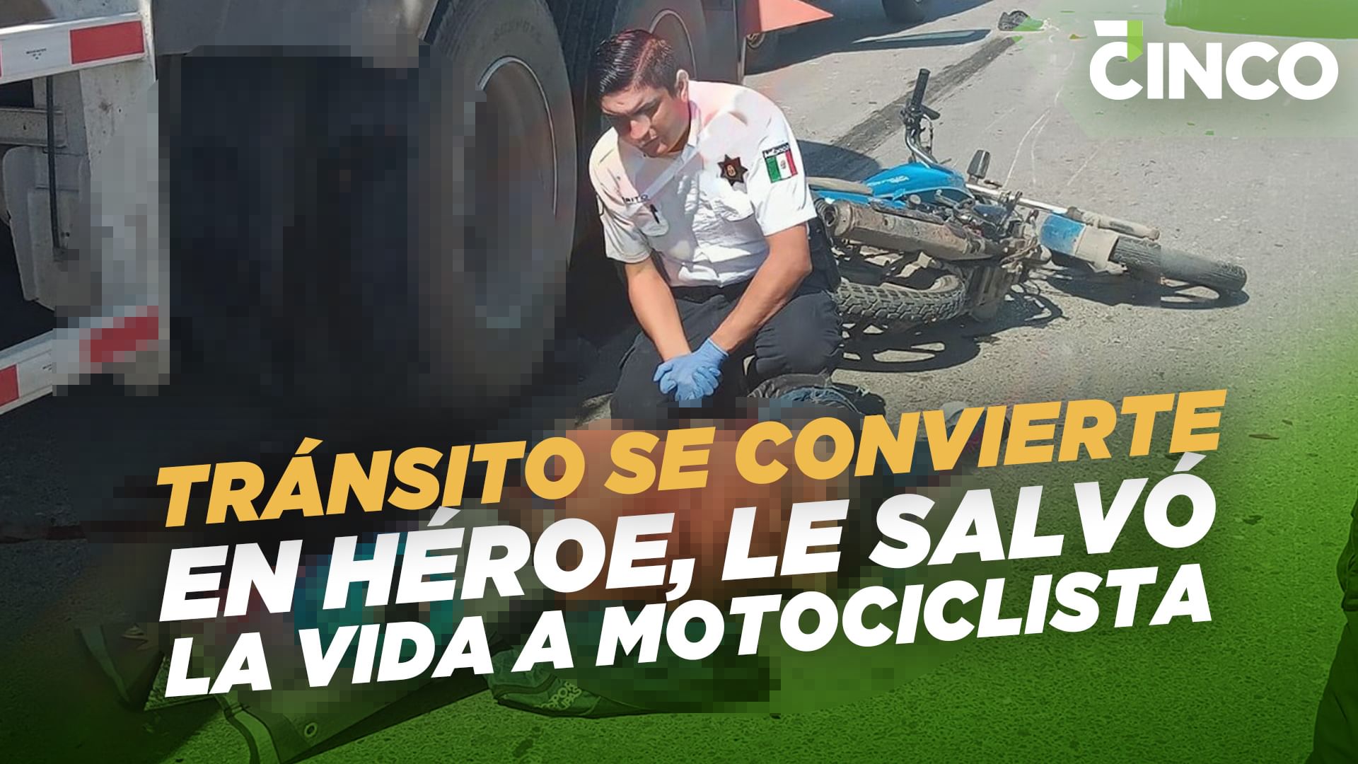 Tránsito se convierte en héroe, le salvó la vida a motociclista