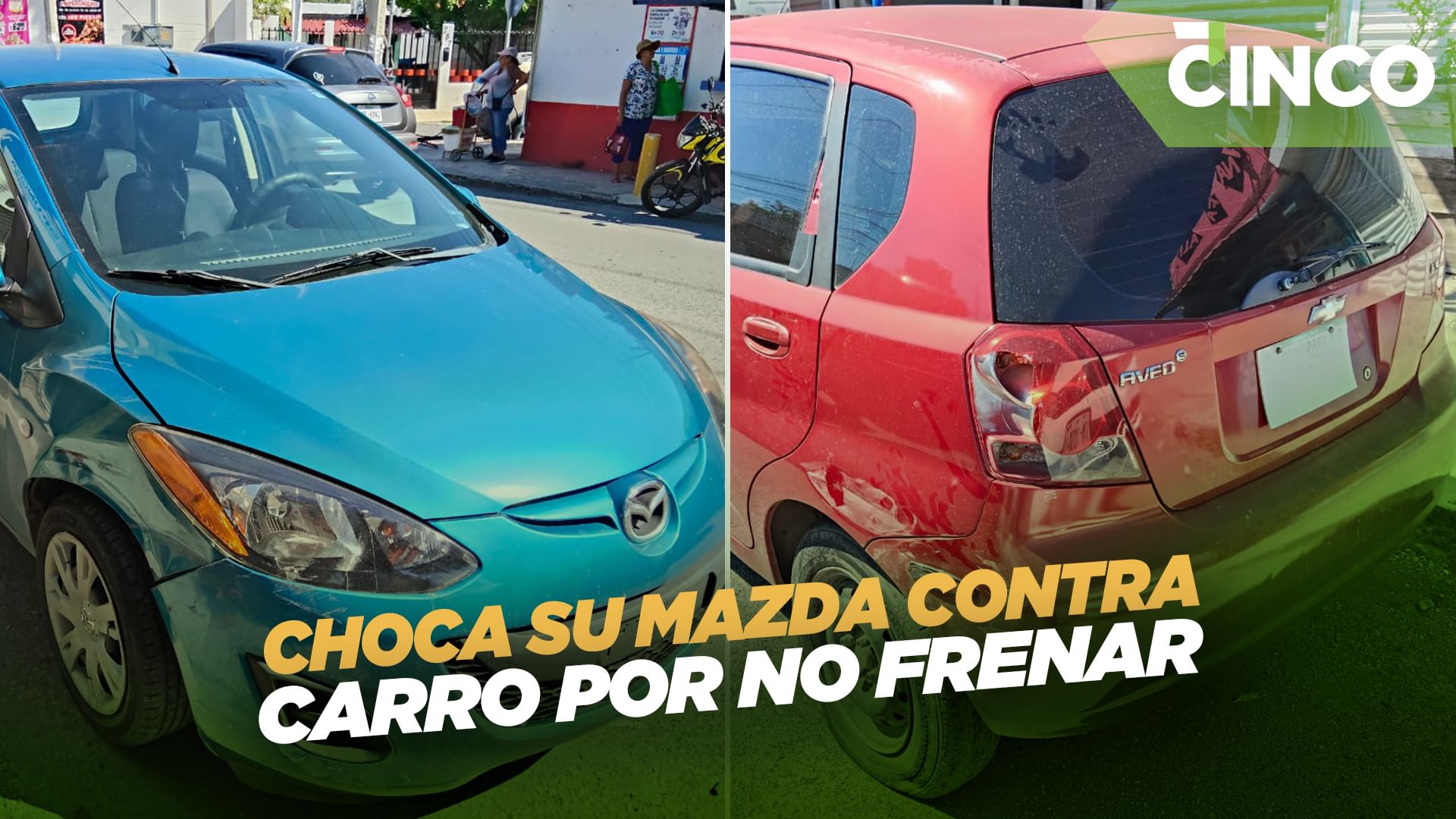 Choca su Mazda contra carro por no frenar