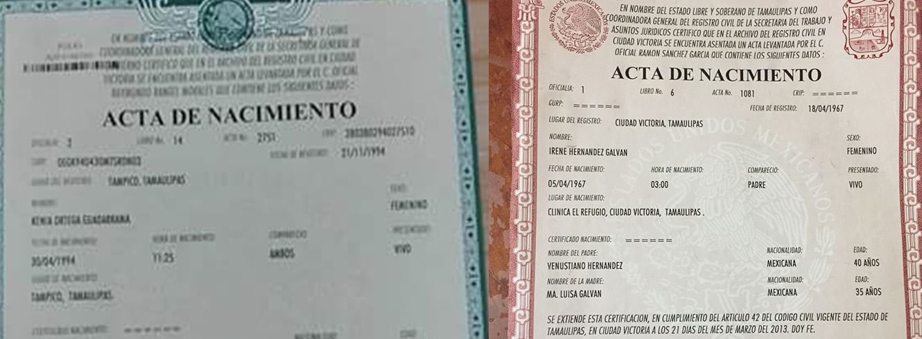 Acta de nacimiento a $80 y en formato verde
