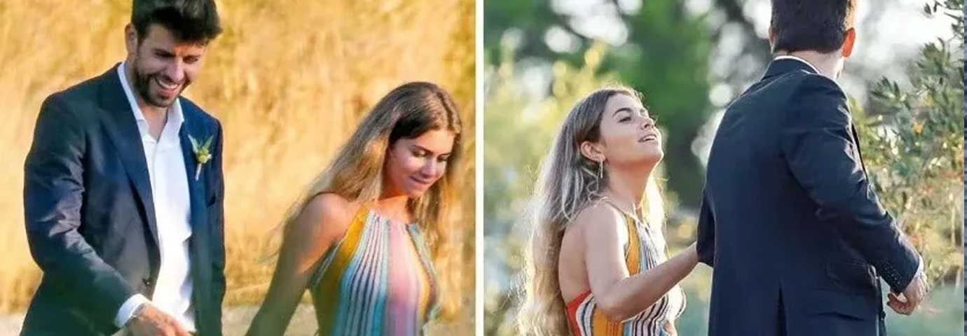 Piqué asiste a boda tomado de la mano de su novia
