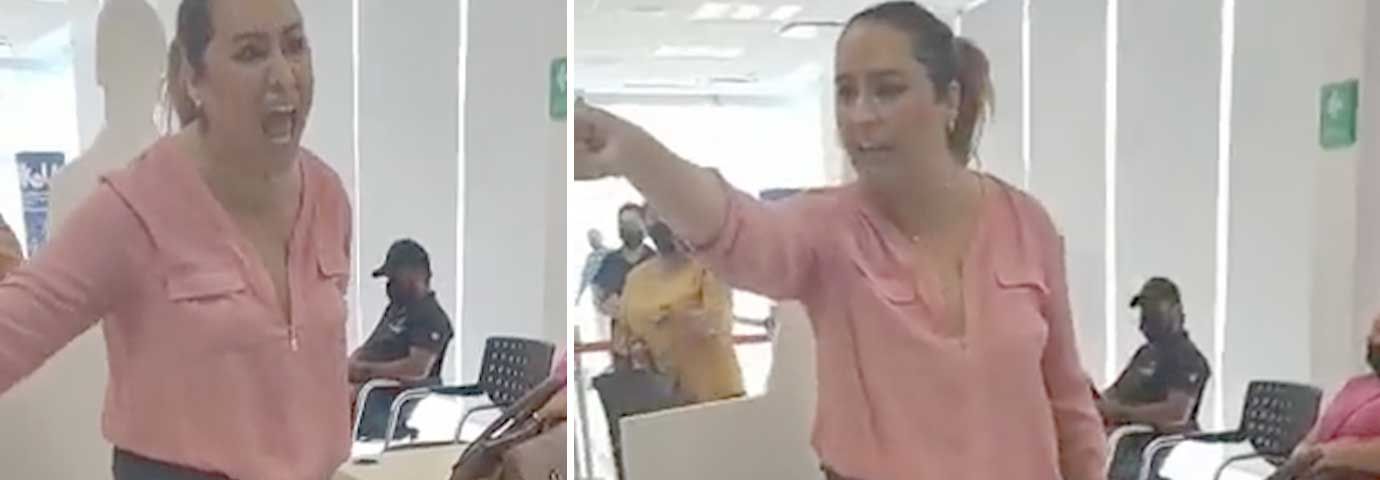 "Soy de la DEA estú**": Mujer que arremete contra trabajadoras de banco