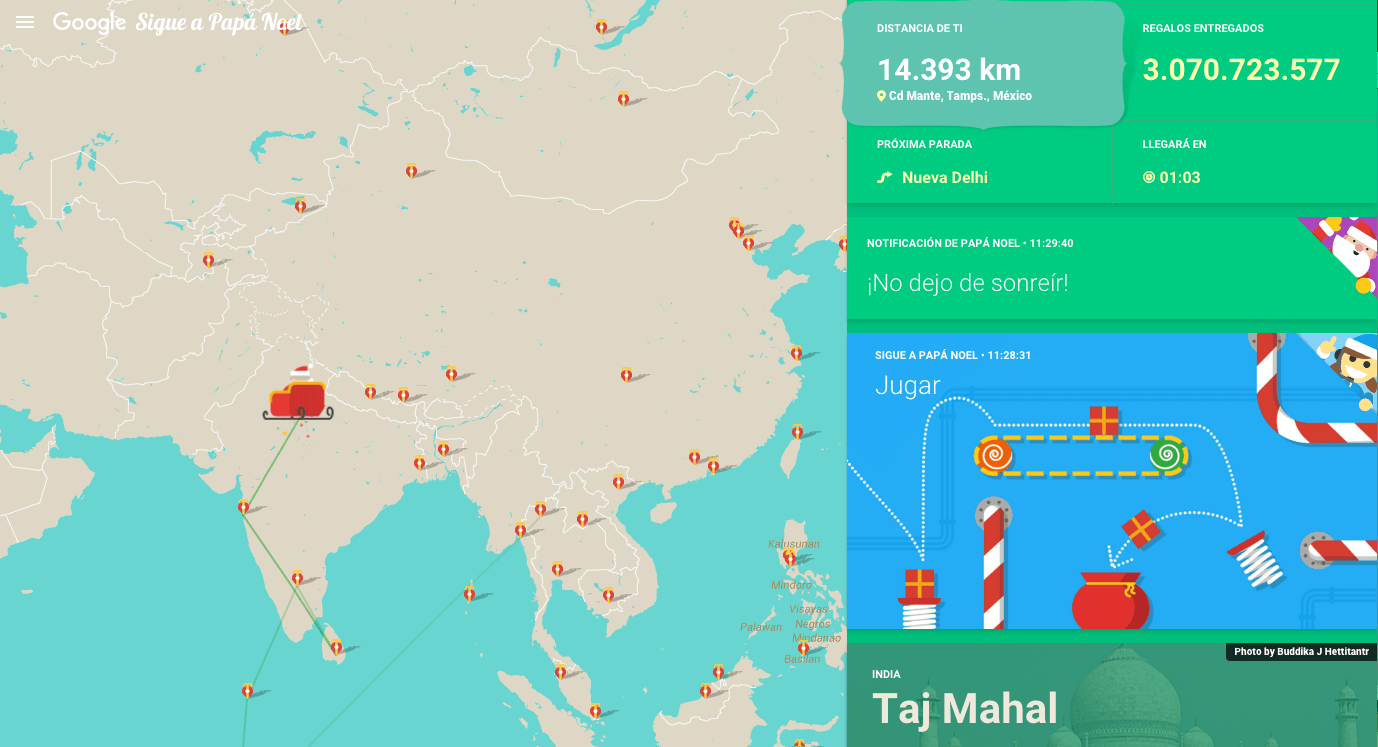 Sigue el camino de Santa Claus con el Santa Tracker